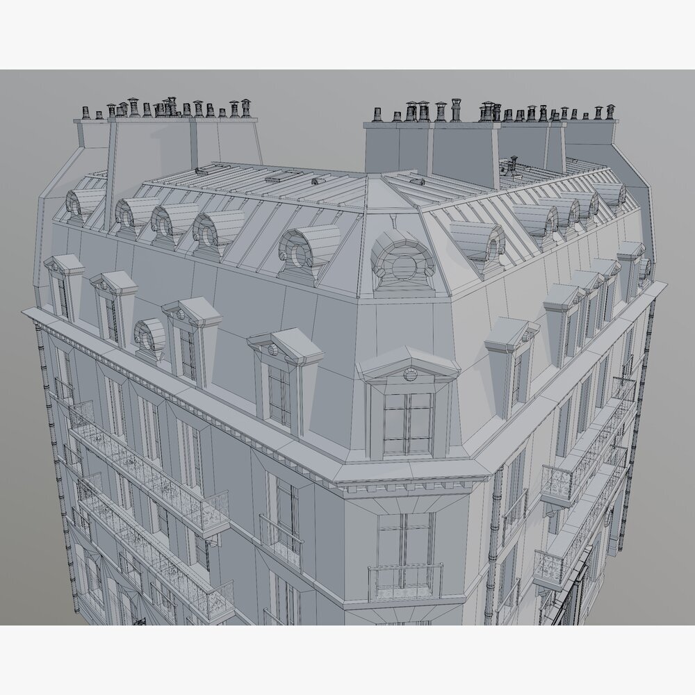 Parisian Street Corner Building 3D model - Download Buildings on ...