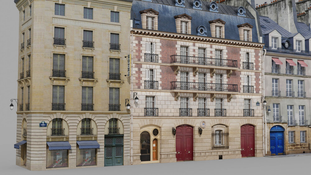 Parisian Haussmannian Buildings Row Cityscape 3D model - Download ...