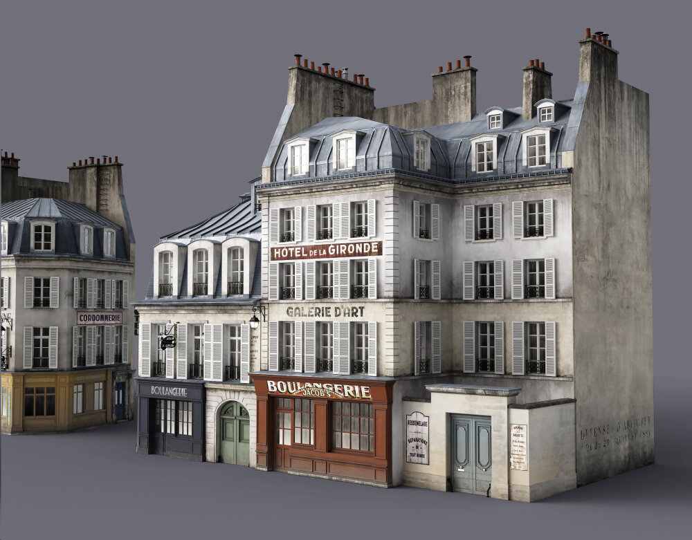 Old Parisian Street Scene 3D model - Download Buildings on 3DModels.org
