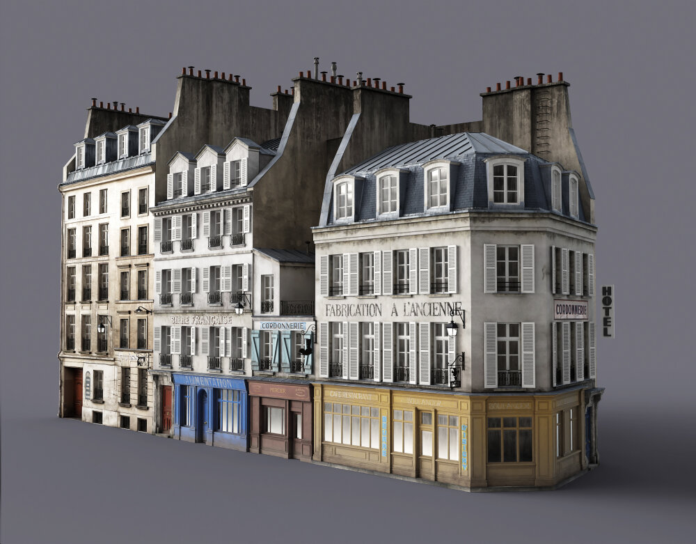 Old Parisian Street Scene 3D model - Download Buildings on 3DModels.org