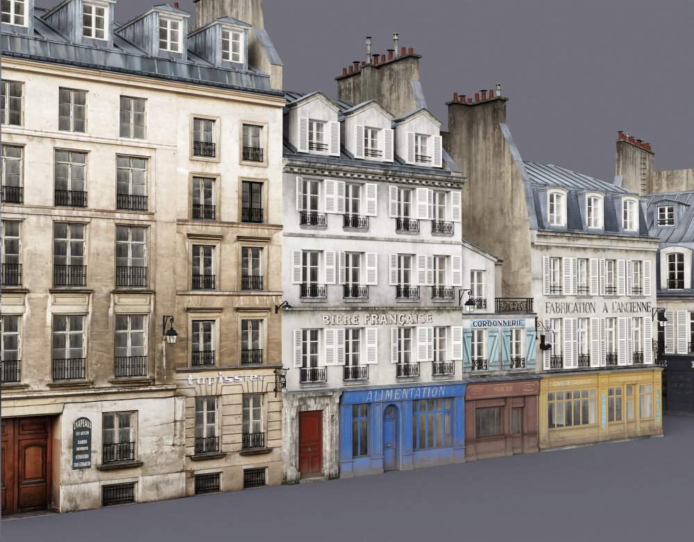 Old Parisian Street Scene 3D model - Download Buildings on 3DModels.org