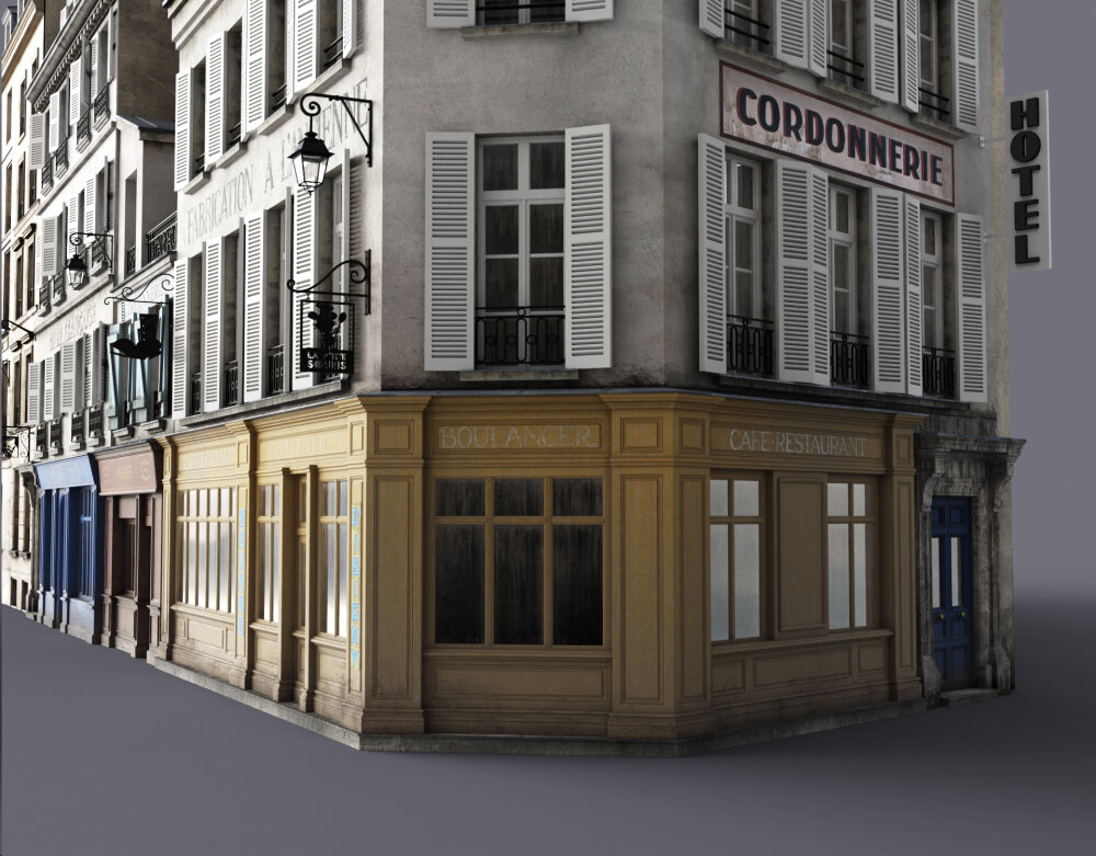 Old Parisian Street Scene 3D model - Download Buildings on 3DModels.org