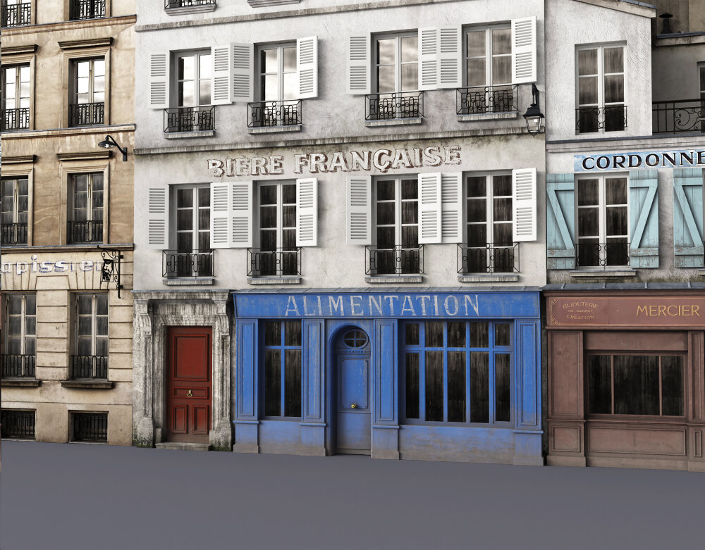 Old Parisian Street Scene 3D model - Download Buildings on 3DModels.org