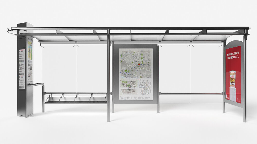Steel Bus Stop 3D model - Download Street elements on 3DModels.org