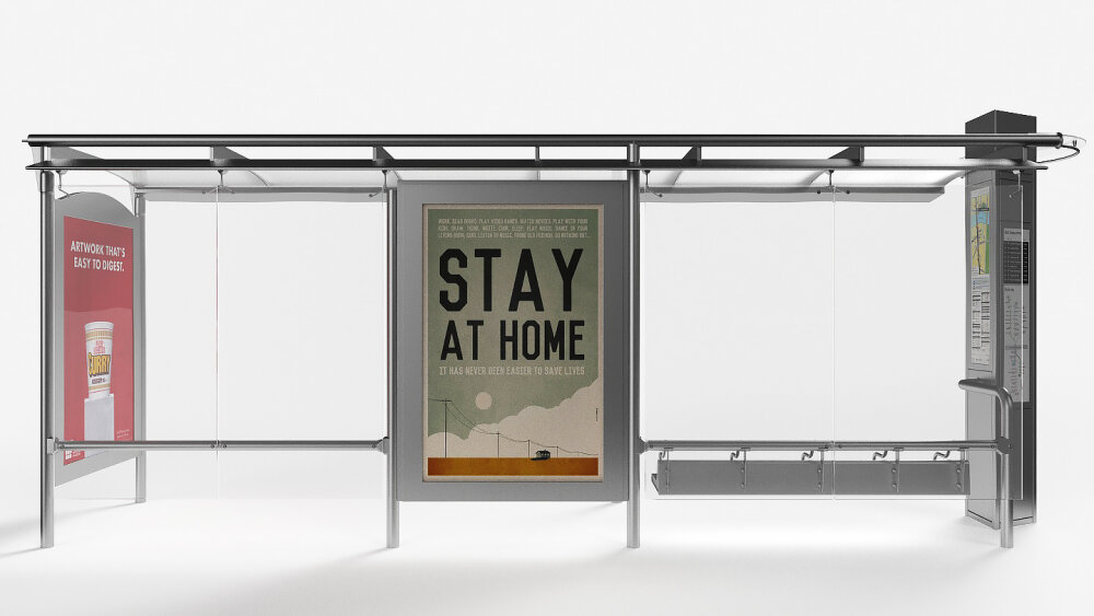 Steel Bus Stop 3D model - Download Street elements on 3DModels.org