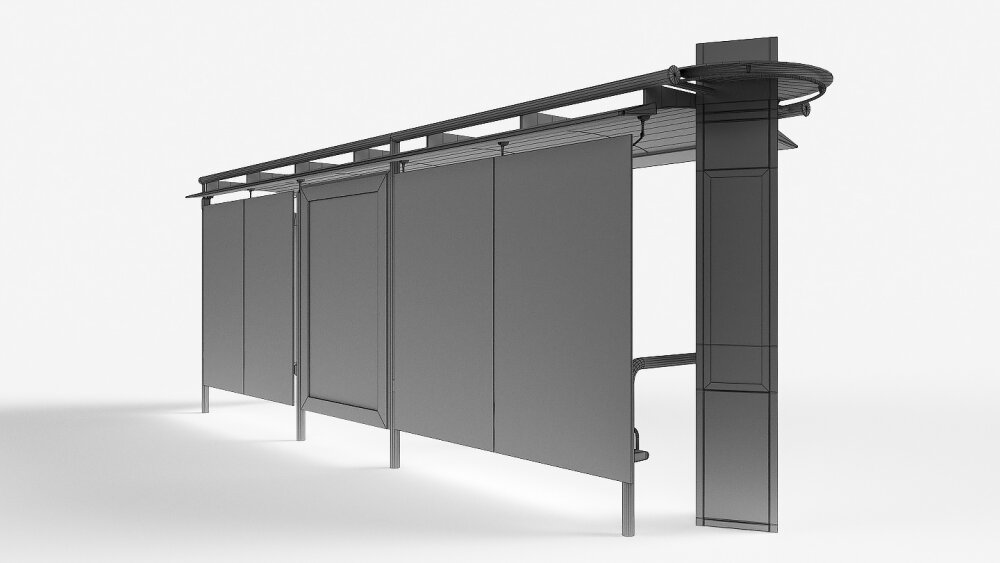Steel Bus Stop 3D model - Download Street elements on 3DModels.org