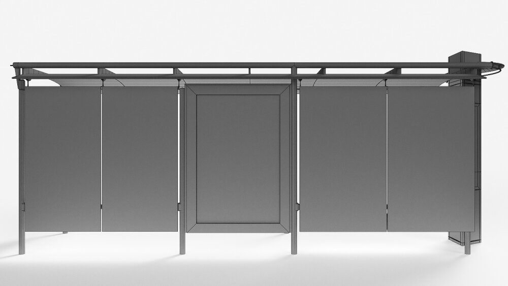 Steel Bus Stop 3D model - Download Street elements on 3DModels.org