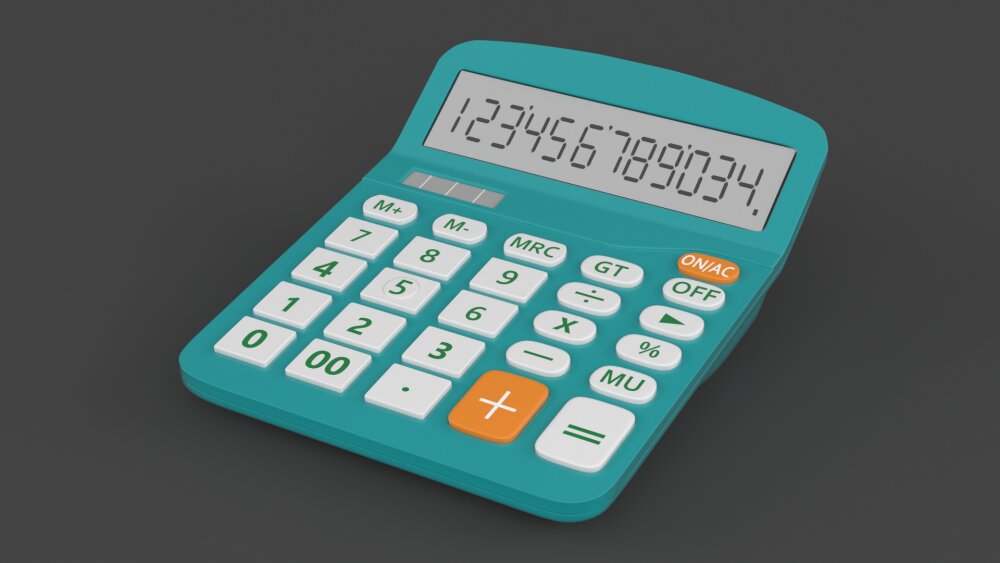 Teal Calculator with Digital Display 3D model - Download Stationery on ...