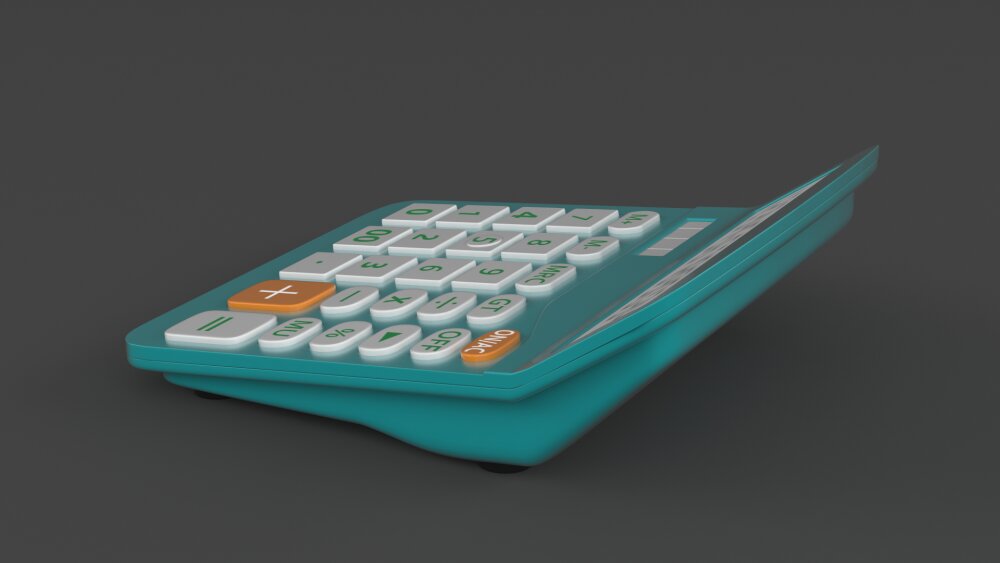 Teal Calculator with Digital Display 3D model - Download Stationery on ...