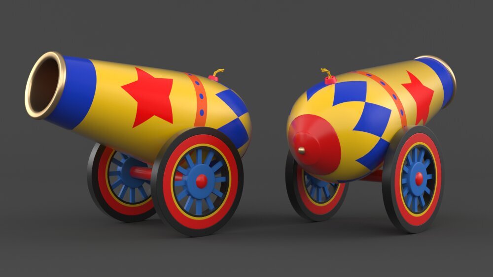 Circus Cannon Decorated with Red Star 3D model - Download Hobbies on ...