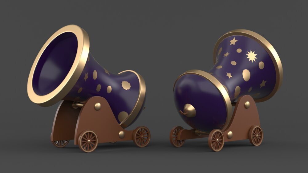 Whimsical Starry Cannon 3D model - Download Hobbies on 3DModels.org