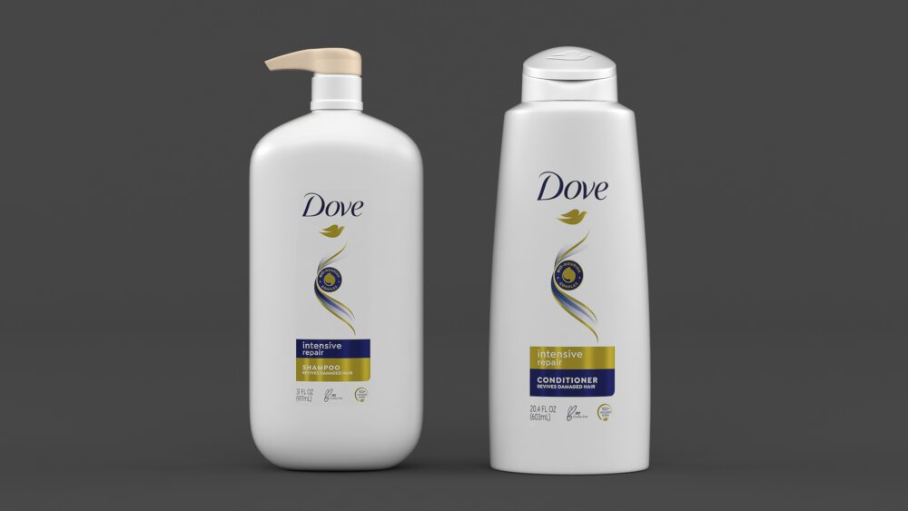 Dove Shampoo and Conditioner Bottle Set 3D model - Download Health and ...
