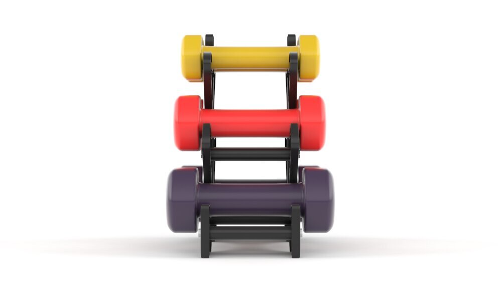 Colorful Dumbbell Set on Rack 3D 모델 - 다운로드 스포츠 장비 on 3DModels.org