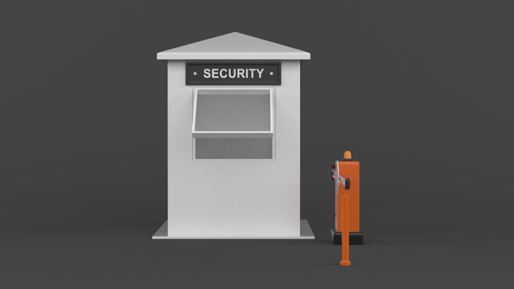 Security Booth and Barrier 3D model - Download Street elements on ...