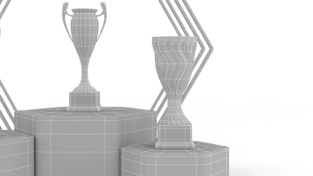 Trophy Trio on Podium 3D model - Download Trophy on 3DModels.org