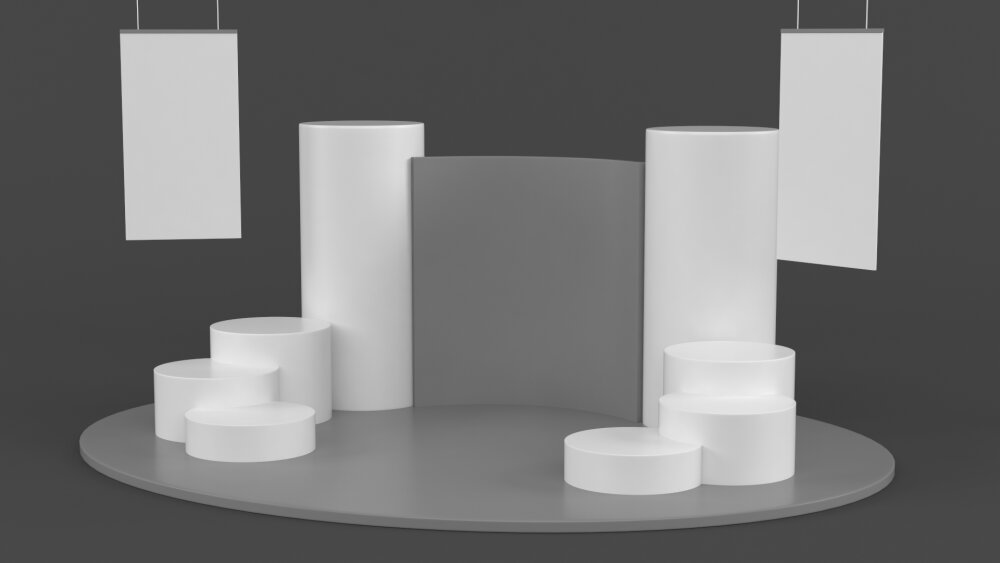 원통형 구조의 전시 스탠드 3D 모델 - 다운로드 상업 공간 on 3DModels.org