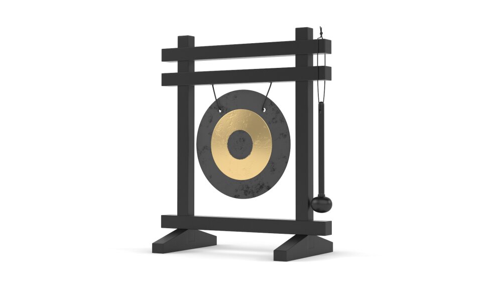 Set de Gong de Mesa Negro y Oro Modelo 3D - Descargar Decoración on ...