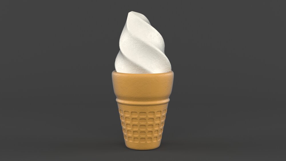 Dual Flavor Soft Serve Ice Cream in Waffle Cones 3D model - Download ...