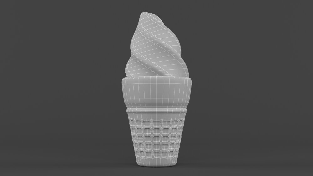 Dual Flavor Soft Serve Ice Cream in Waffle Cones 3D model - Download ...
