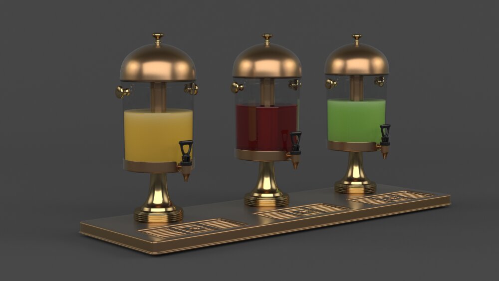 Juice Dispenser Gold with Juice 3D model - Download Tableware on ...