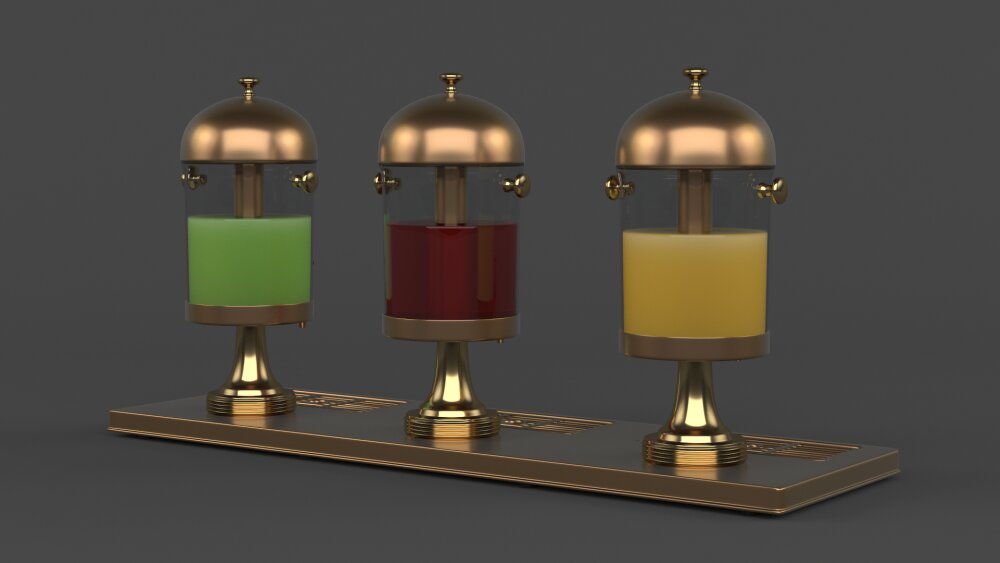 Juice Dispenser Gold with Juice 3D model - Download Tableware on ...