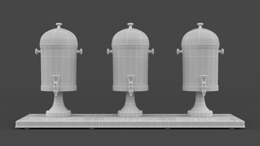 Juice Dispenser Gold with Juice 3D model - Download Tableware on ...