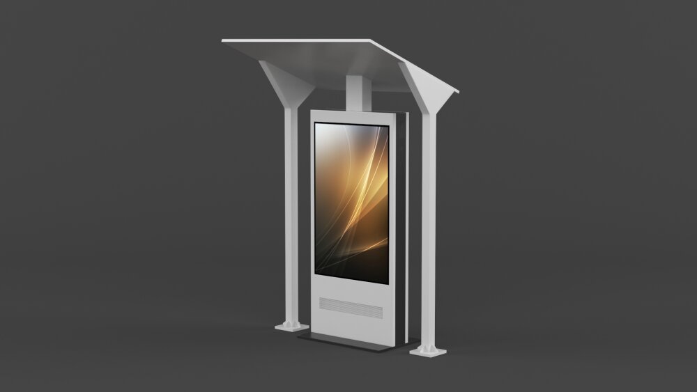 Interactive Digital Kiosk with Protective Canopy 3D model - Download ...
