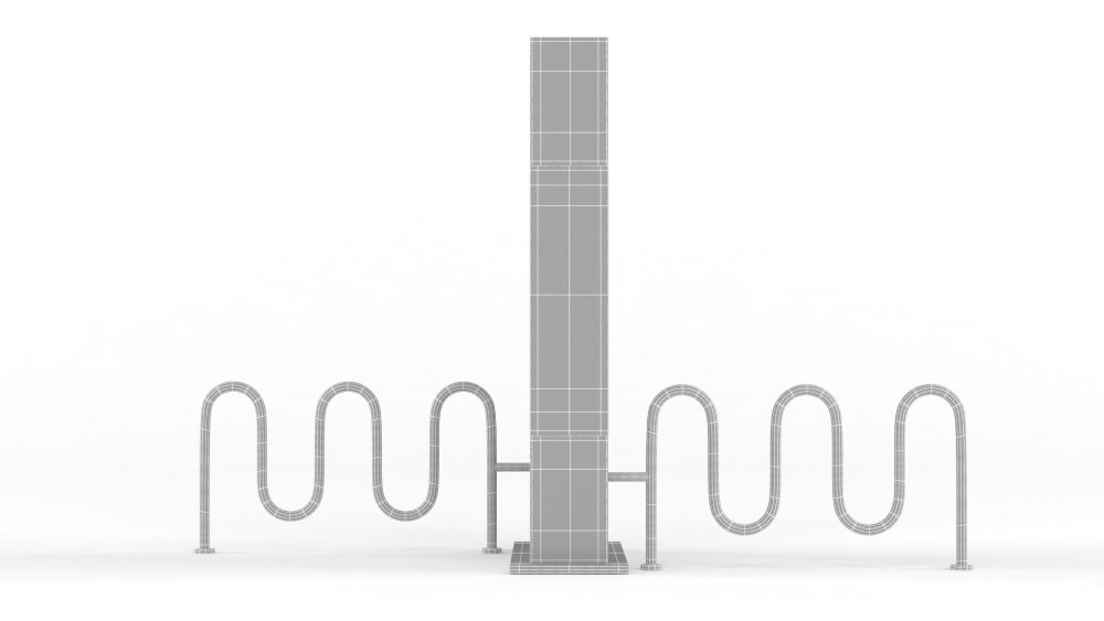 Interactive Bicycle Station with Digital Display and Bike Rack 3D model ...