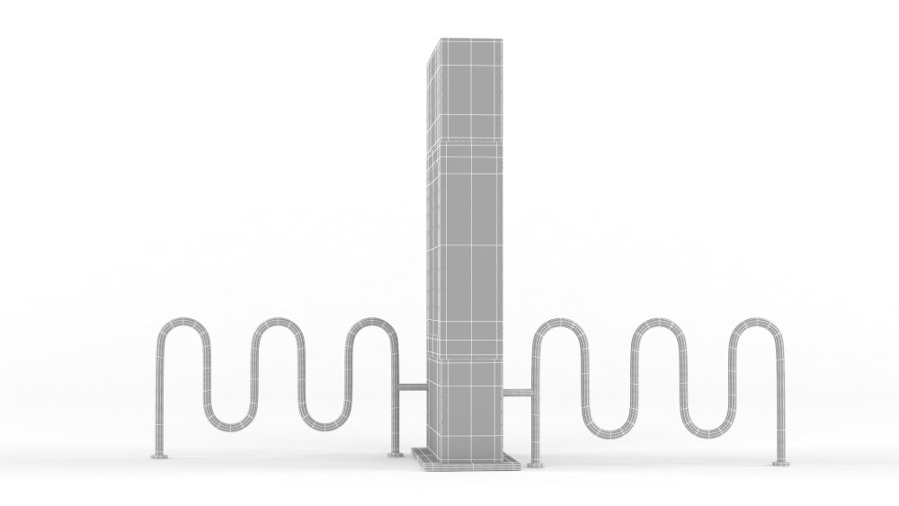 Interactive Bicycle Station with Digital Display and Bike Rack 3D model ...