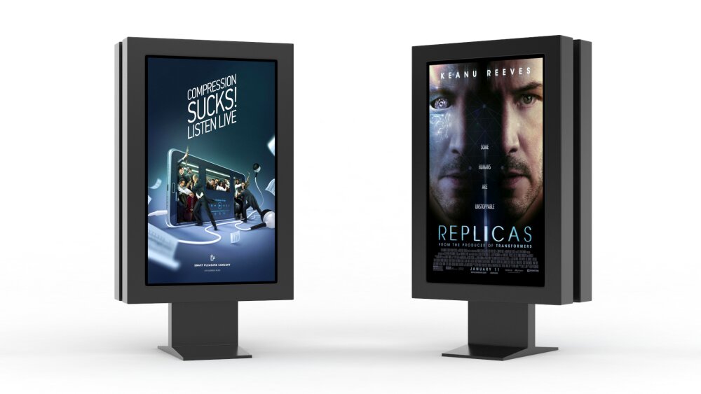 Digital Display Stand with Dual-Sided Poster Frame 3D model - Download ...