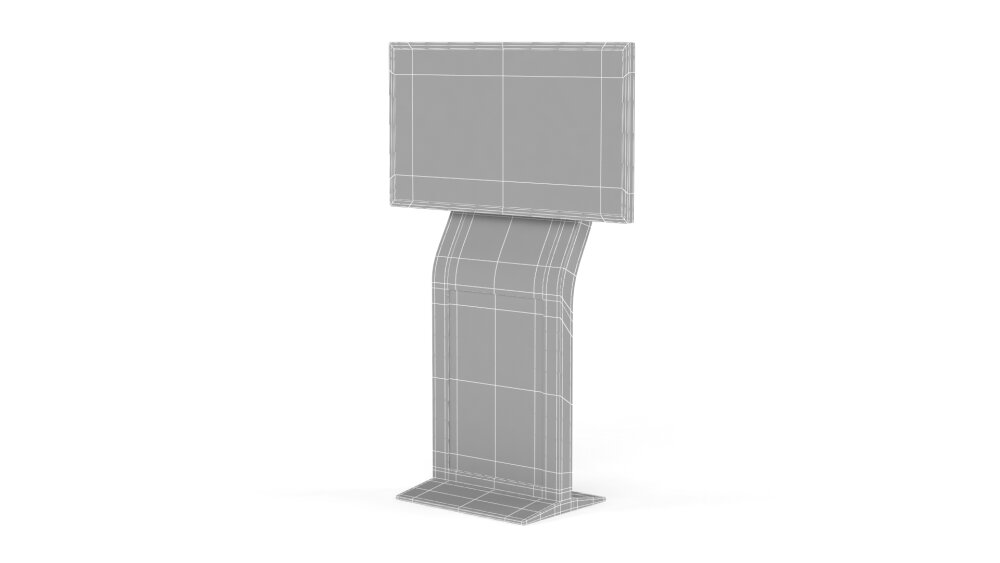 Dual-Screen Digital Signage Display with Curved Stand 3D model ...