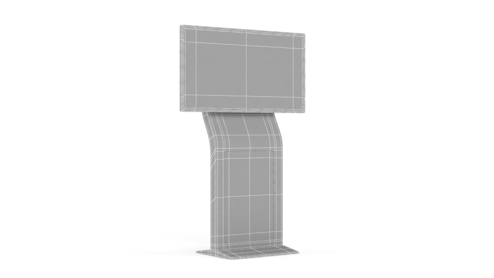 Dual-Screen Digital Signage Display with Curved Stand 3D model ...