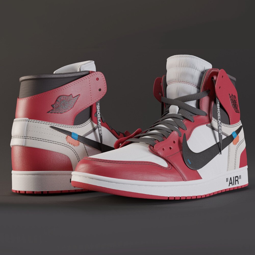 Jordan 1 Off White Chicago Red 3D model - Download Shoes on 3DModels.org