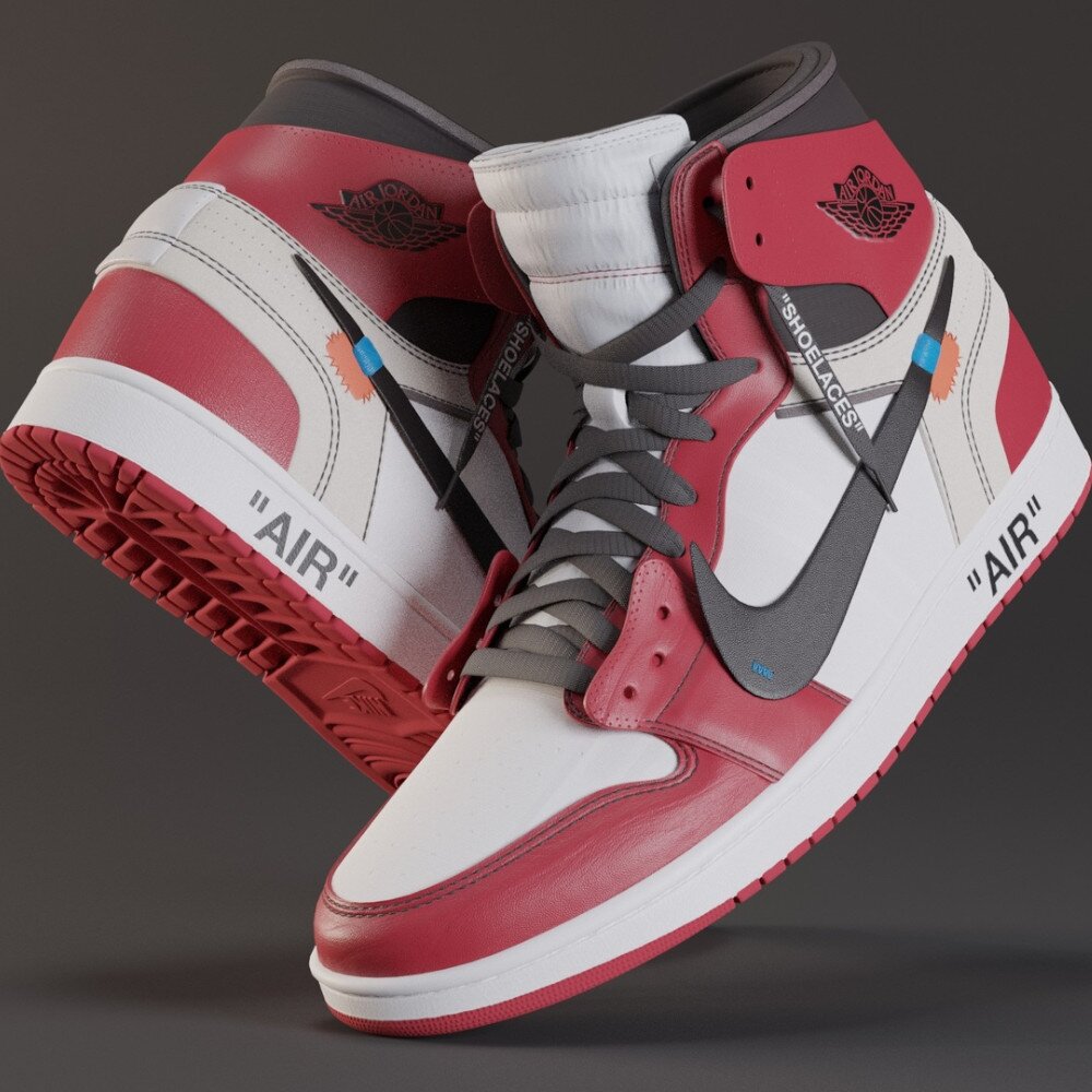 Jordan 1 Off White Chicago Red 3D model - Download Shoes on 3DModels.org