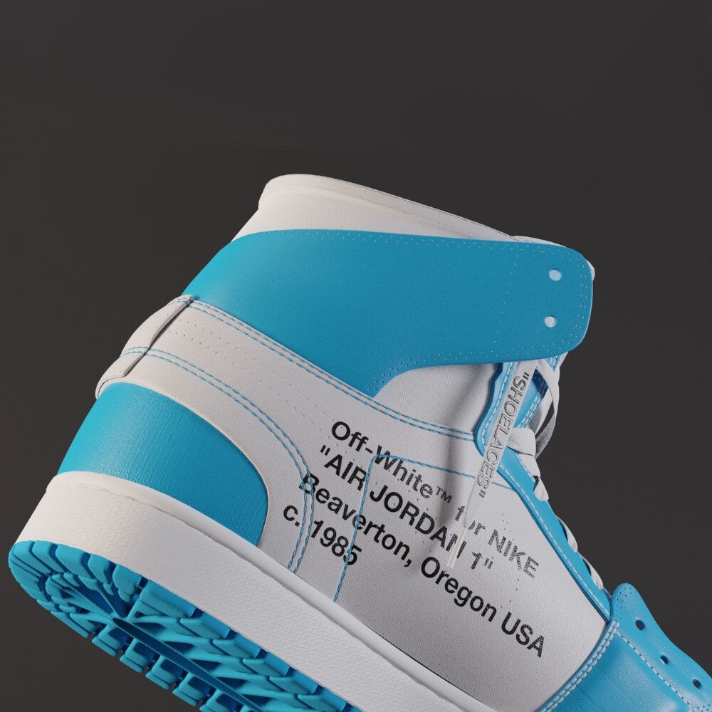 Jordan 1 Off White Unc Blue 3D model - Download Shoes on 3DModels.org