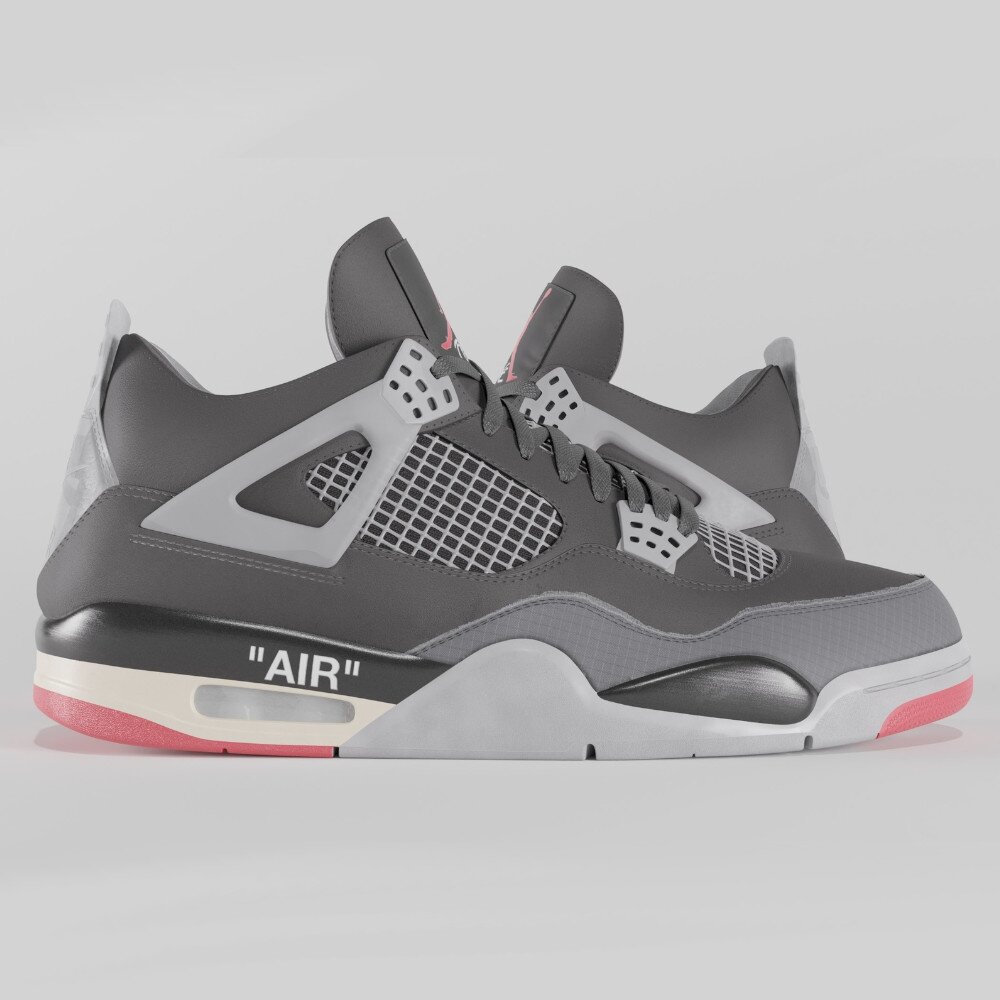 Jordan 4 Off White Bred Modelo 3D - Descargar Zapatos activado 3DModels.org