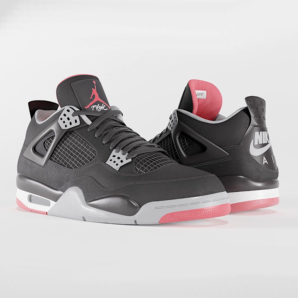Nike Air Jordan 4 Bred 3D model - Download Shoes on 3DModels.org