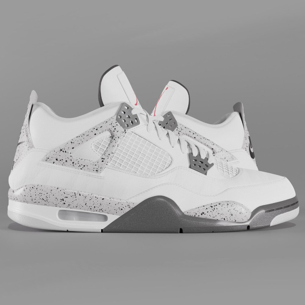 Nike Air Jordan 4 White Cement 3D model - Download Shoes on 3DModels.org
