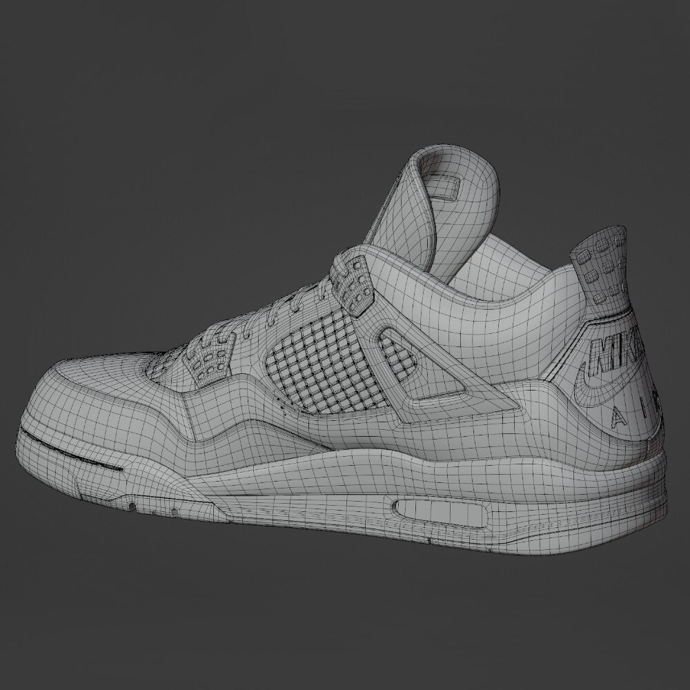 Nike Air Jordan 4 White Cement 3D model - Download Shoes on 3DModels.org