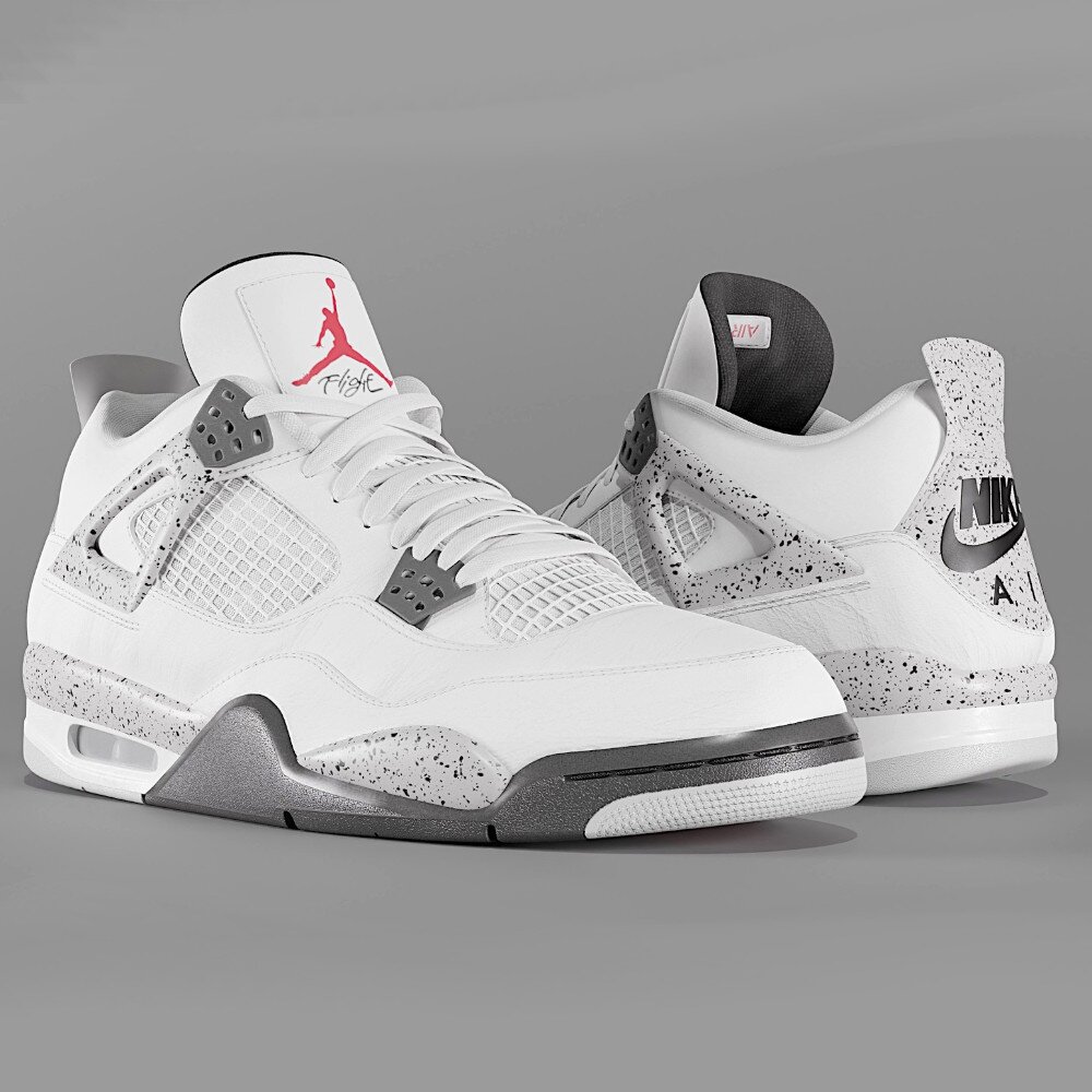 Nike Air Jordan 4 White Cement 3D model - Download Shoes on 3DModels.org
