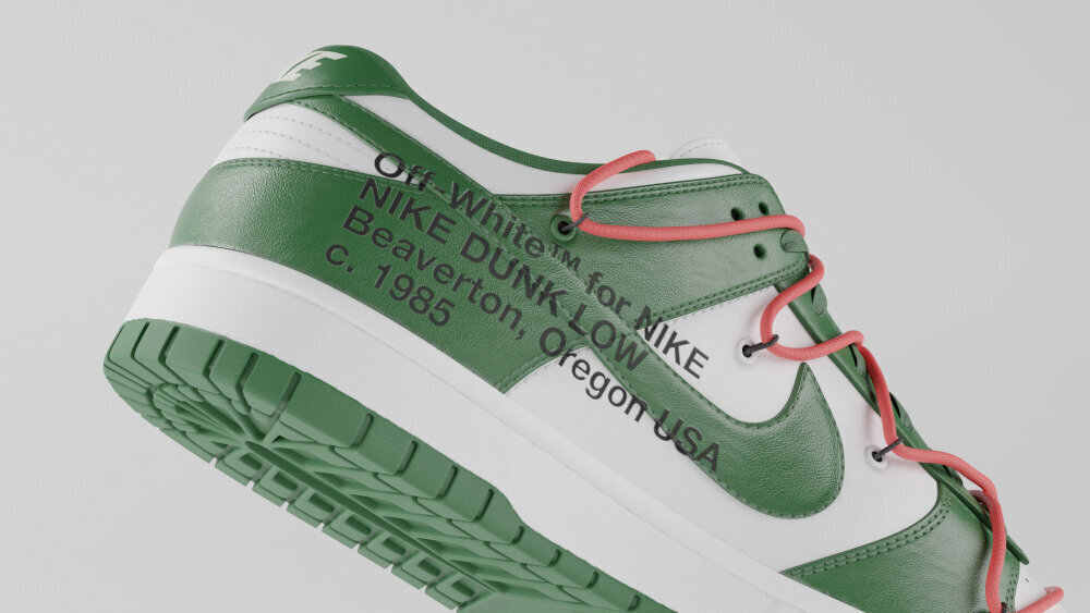 Off White X Nike Dunk Pine Green 3D model - Download Shoes on 3DModels.org