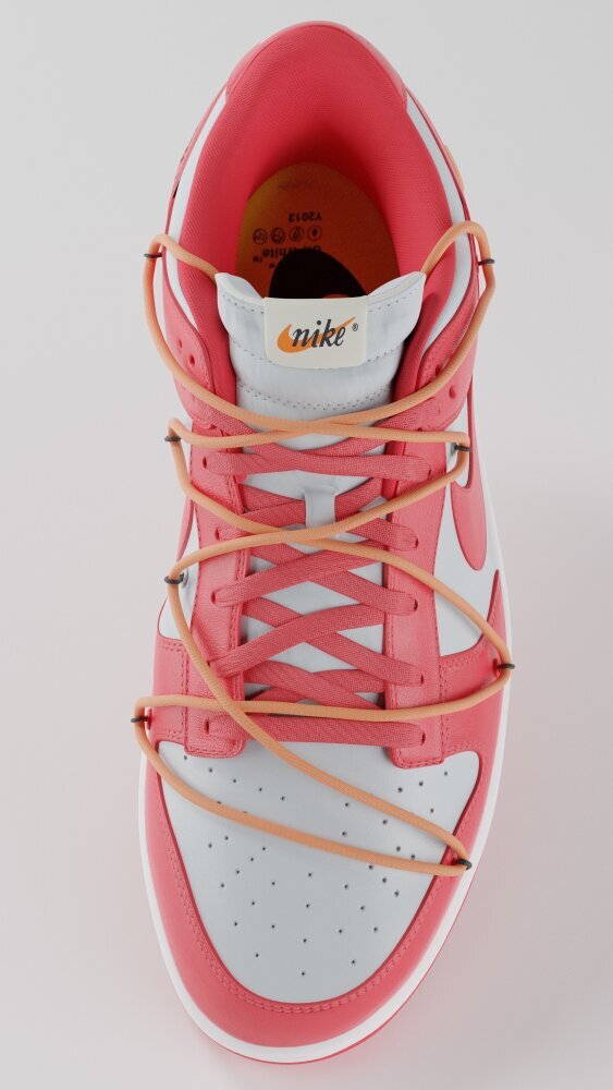 Off White X Nike Dunk Low University Red 3D model - Download Shoes on ...