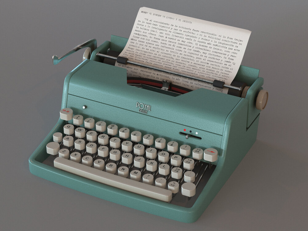 Vintage Typewriter with Paper 3D model - Download Appliances on ...