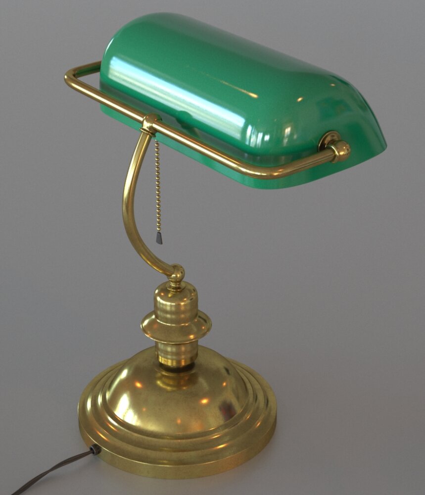 Green Bankers Lamp 3D model - Download Lamp on 3DModels.org