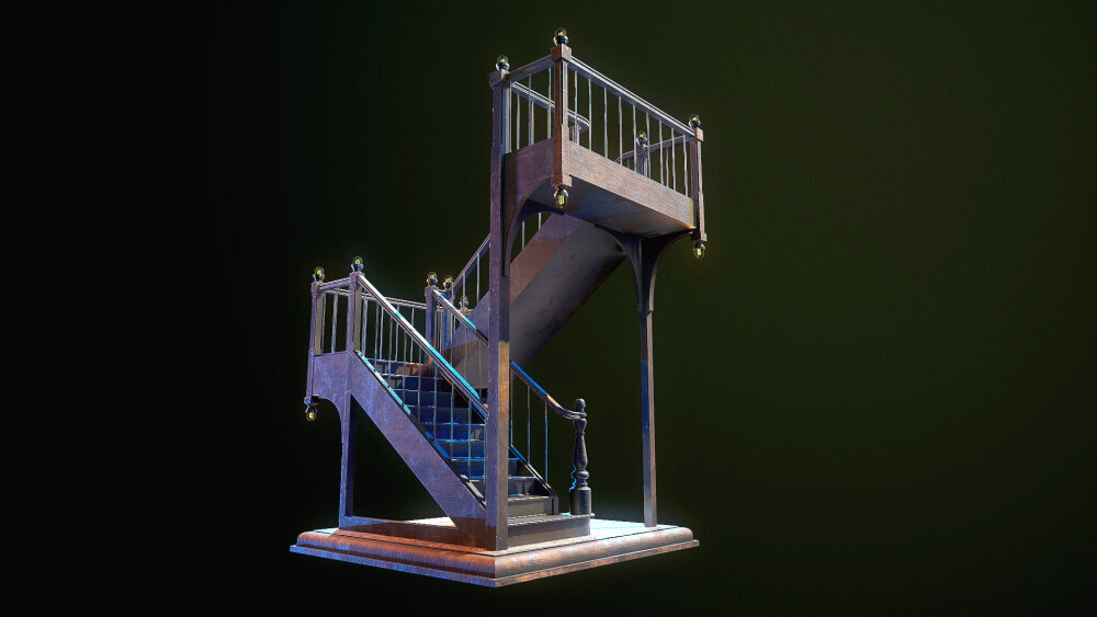 Stairs Metal Staircase 3D model - Download Building components on ...