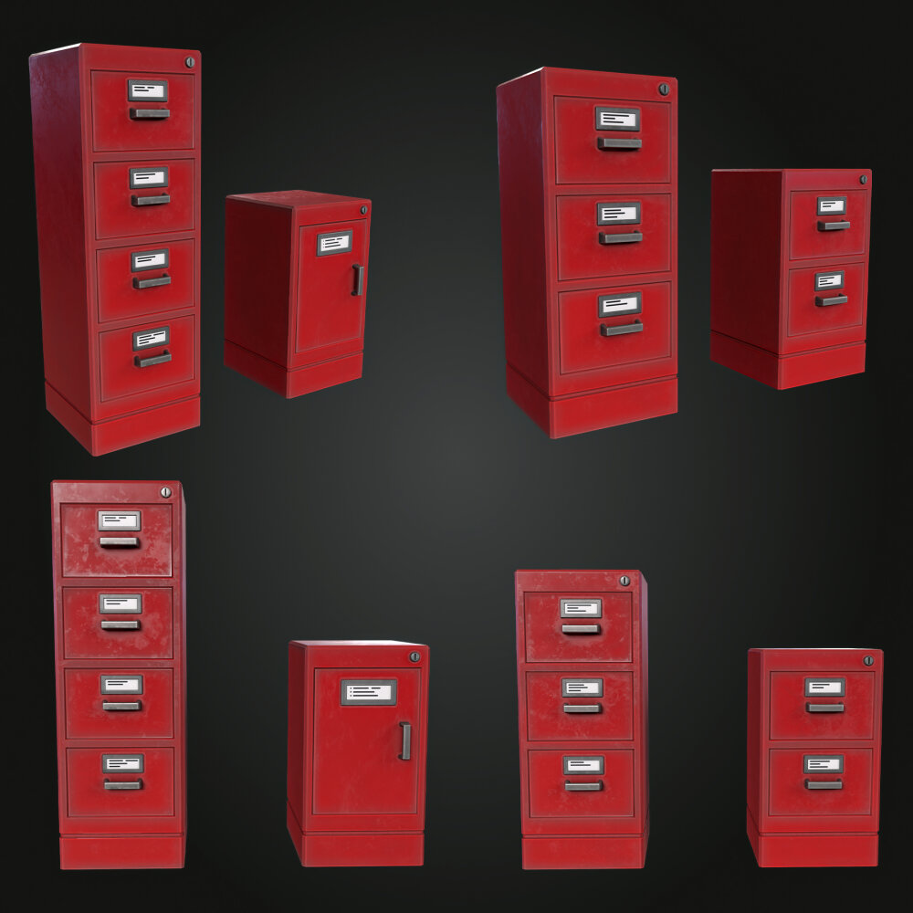 Various Office Filing Cabinets 3D model - Download Cabinet on 3DModels.org