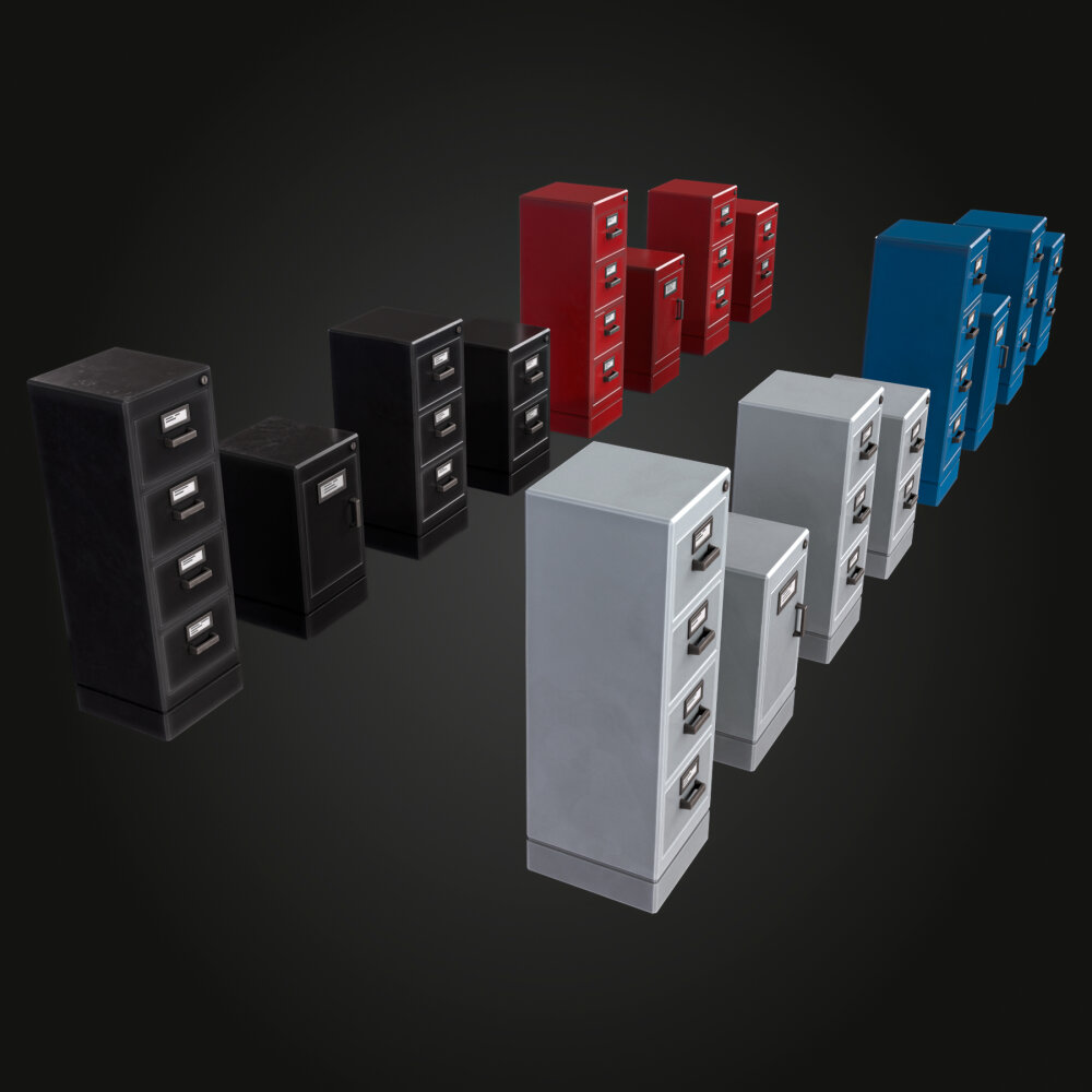 Various Office Filing Cabinets 3D model - Download Cabinet on 3DModels.org