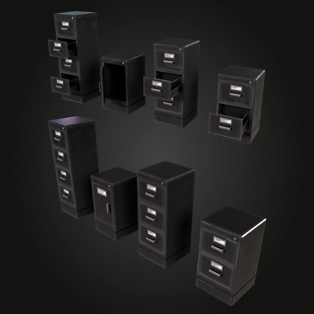 Various Office Filing Cabinets 3D model - Download Cabinet on 3DModels.org