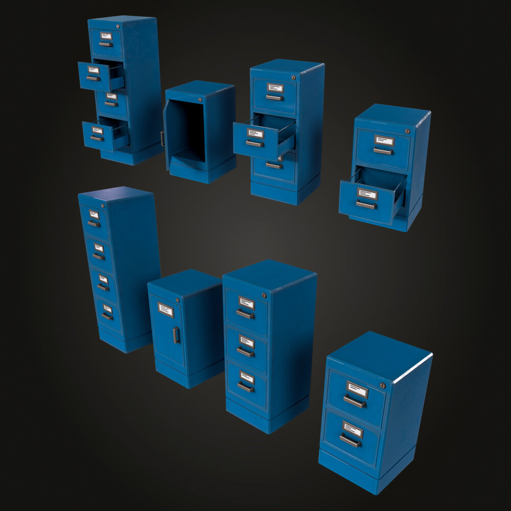 Various Office Filing Cabinets 3D model - Download Cabinet on 3DModels.org