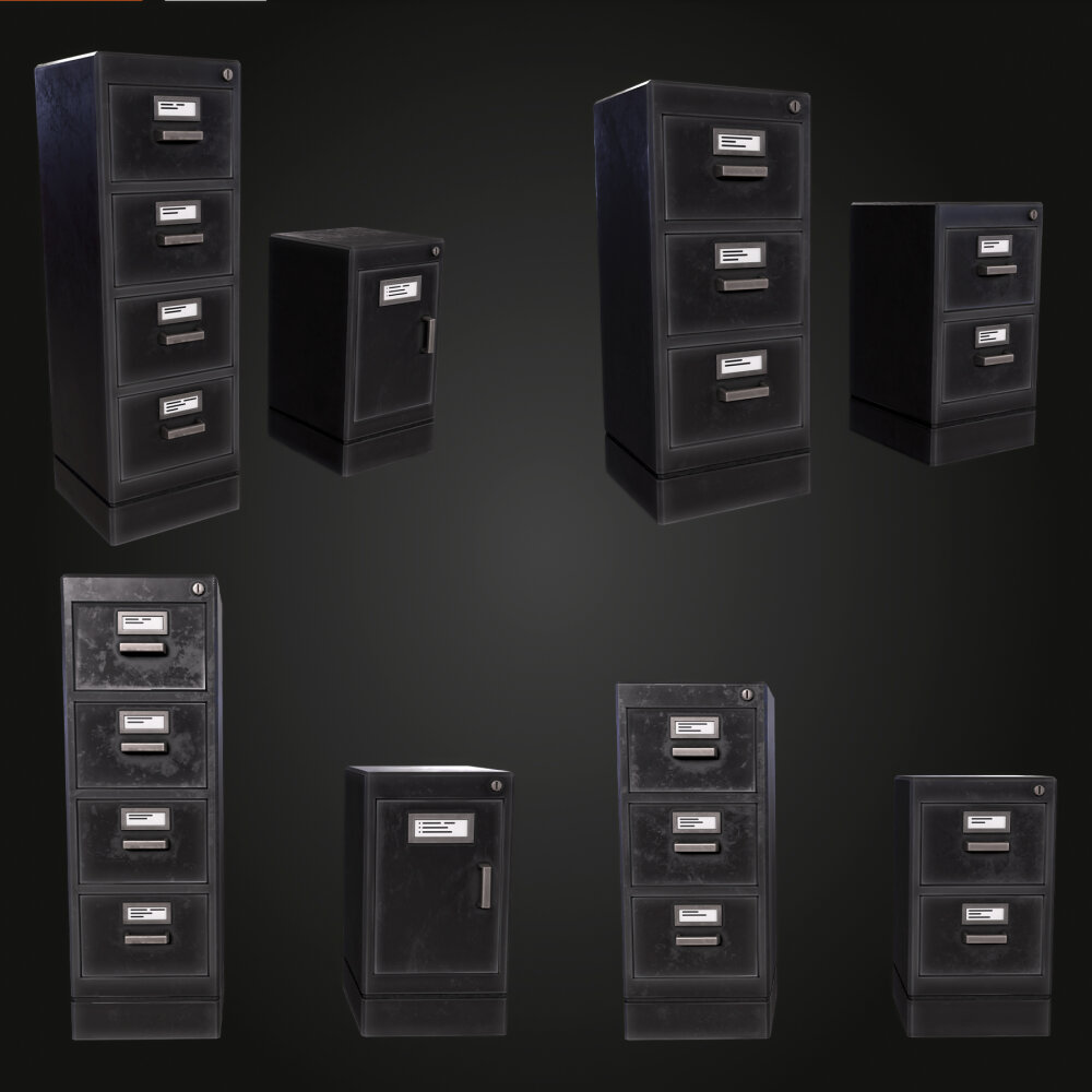 Various Office Filing Cabinets 3D model - Download Cabinet on 3DModels.org